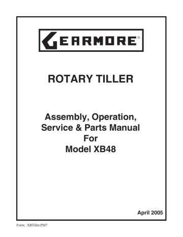 Gearmore XB48 Assembly, Operation, Service & Parts Manual | Manualzz