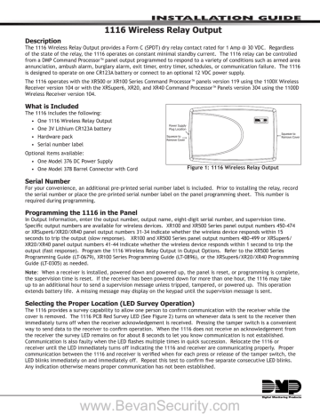 DMP Electronics 1116 Installation manual | Manualzz
