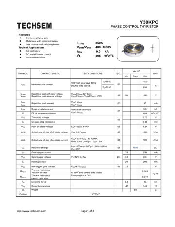 TECHSEM Y30KPC KT25aT Datasheet | Manualzz
