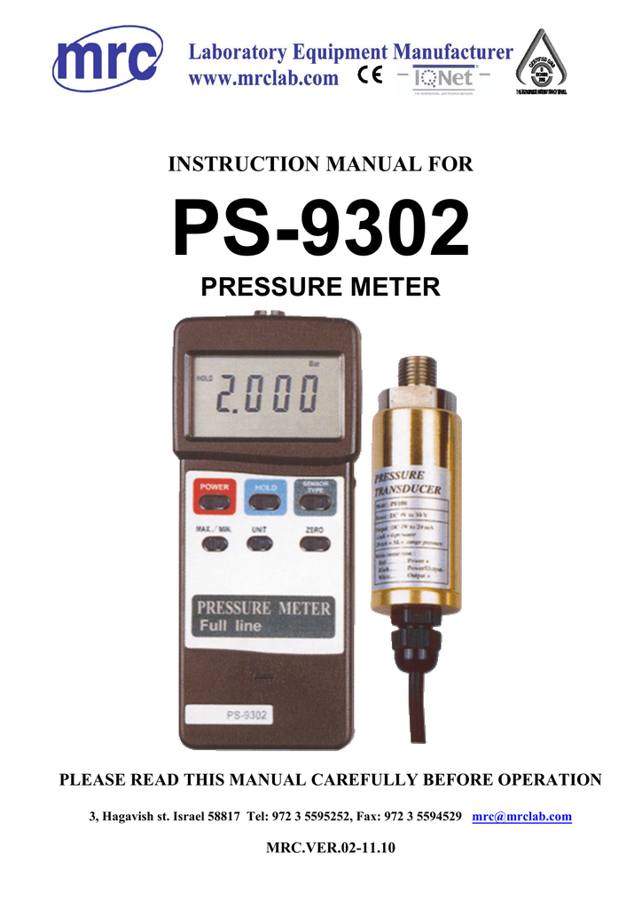 MRC PS-9302 Instruction manual | Manualzz