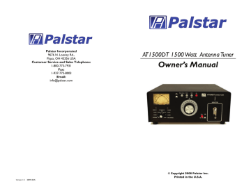 Antenna Tuner AT 1500DT Owner's Manual | Manualzz