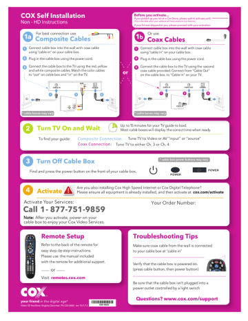 Cable Box Self Installation Instructions | Manualzz