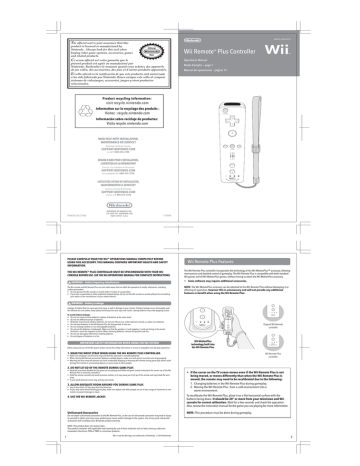 Nintendo Wii Remote plus controller Guide | Manualzz