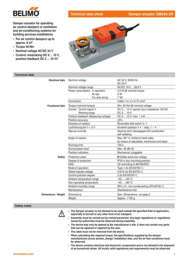 Technical Data Sheet SM24A-SR-TP Belimo, 43% OFF