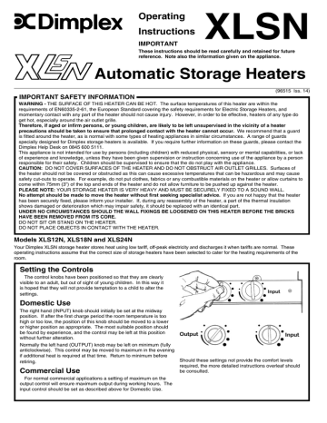 Dimplex XLS18N Operating instructions | Manualzz