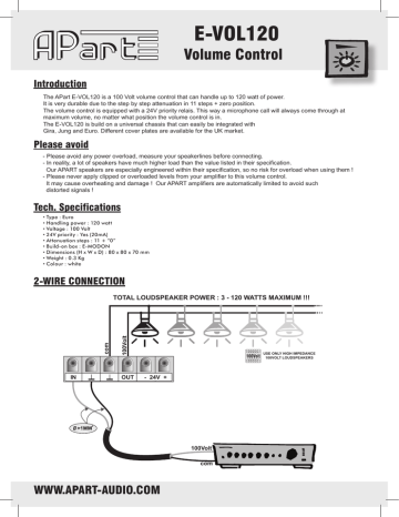 Biamp Apart E-VOL120 manual | Manualzz