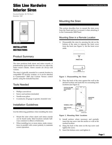 Slim Line Hardwire Interior Siren Installation Instructions | Manualzz