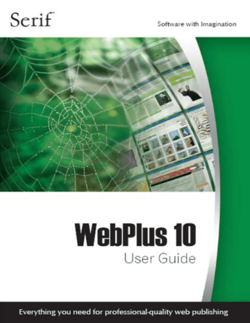 Serif WebPlus 10 Owner Manual | Manualzz
