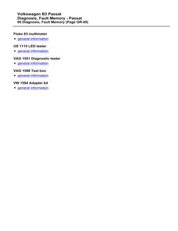 Volkswagen B3 Passat User Manual - Diagnostic Tools | Manualzz