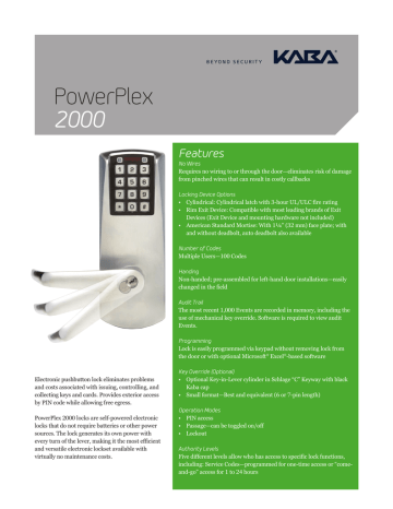 Dormakaba Kaba PowerPlex 2000 Specification | Manualzz