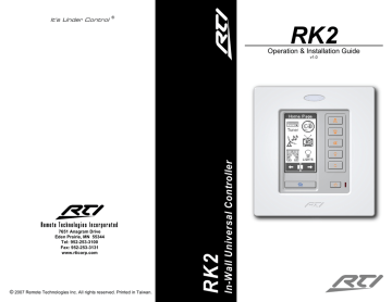 RTI RK2 Operation and Installation Manual | Manualzz