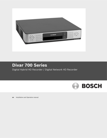 Bosch Divar DHR754 Installation and Operation Manual | Manualzz