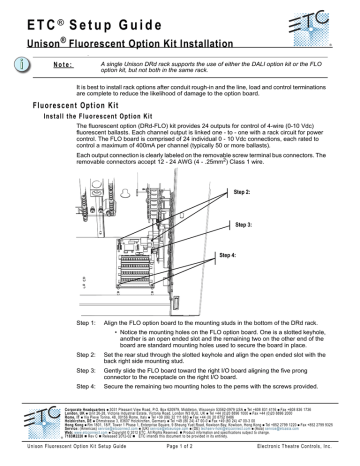 ETC Unison DRd-FLO Setup Guide | Manualzz