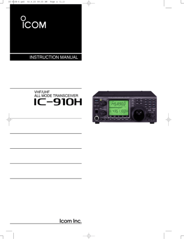 ICOM IC-910H Instruction manual | Manualzz