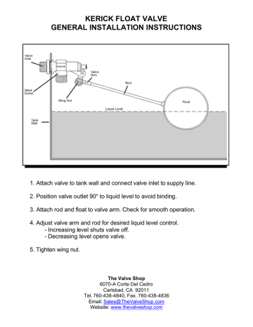 Kerick Float Valve Installation Instructions | Manualzz