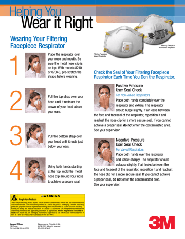 Fitting Instructions for 3M 8656ES R95 Respirator Mask | Manualzz