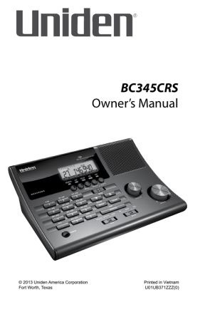 Uniden Bearcat BC345CRS Desktop Scanner Instruction Manual | Manualzz