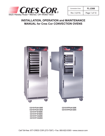 Cres Cor CO-151-F-1818D Oven Owner Manual | Manualzz