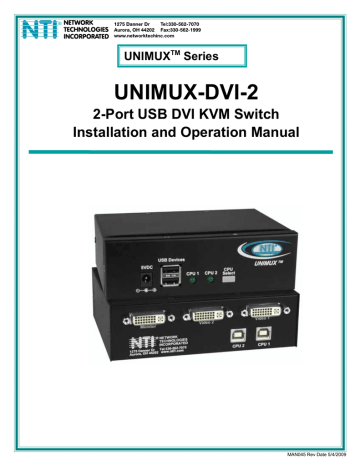 NTI UNIMUX-DVI-2 Installation and Operation Manual | Manualzz