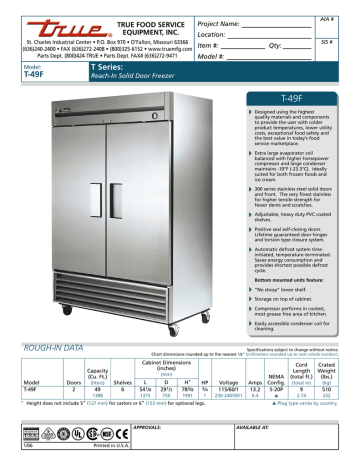 True TS-49F Specifications | Manualzz