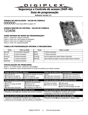 DIGIPLEX DGP-48 Guia de programação | Manualzz
