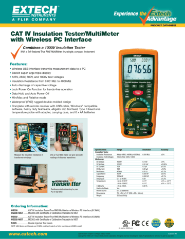 Extech Digital-, DMM, Multimeter Data Sheet | Manualzz