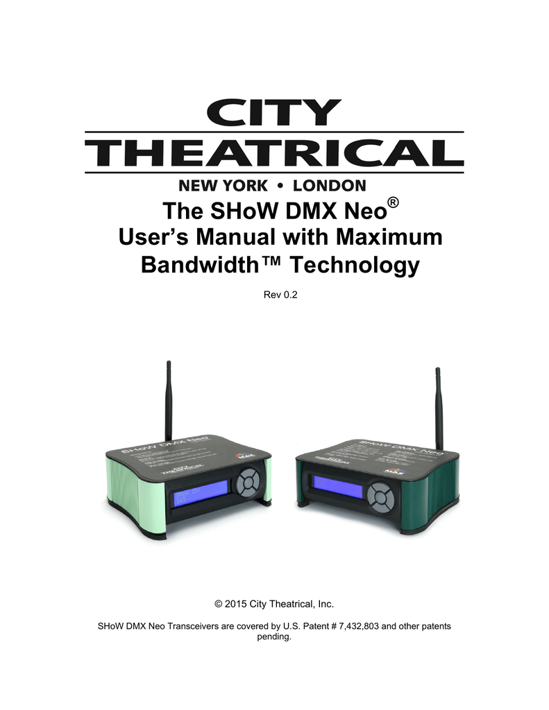 City Theatrical Legacy 5701 and 5711 SHoW DMX Neo User Manual | Manualzz