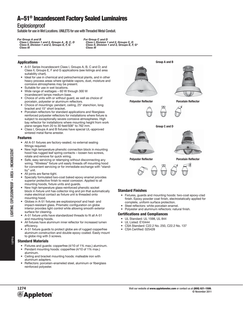 Appleton Class 1 Div 2 Lighting | Shelly Lighting