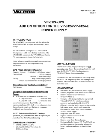 Valcom VP-6124-UPS Instruction manual | Manualzz