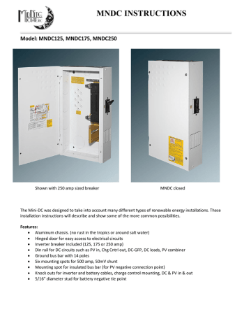 MidNite Solar DC Disconnect MNDC 125, MNDC 175, MNDC 250 Instructions ...