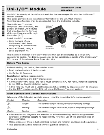 Uni-I/O UIA-0006 Installation Guide | Manualzz