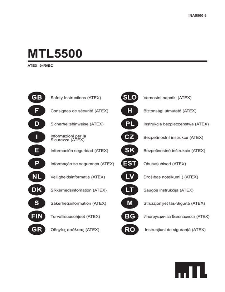 MTL 5500 Intrinsically Safe Isolators ATEX Manual | Manualzz