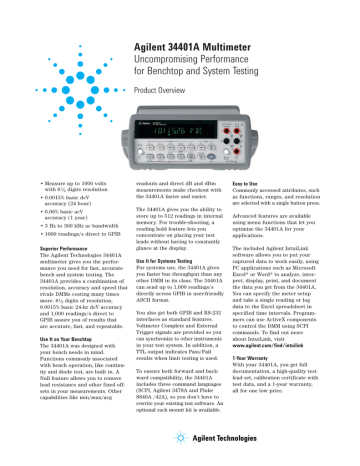 Agilent Technologies 34401A Datasheet | Manualzz