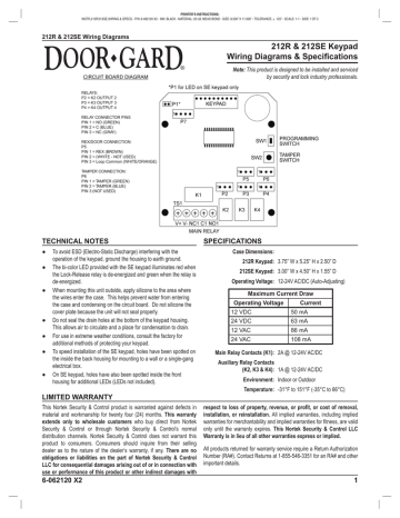DOOR•GARD Keypad 212R, Keypad 212SE Instructions | Manualzz