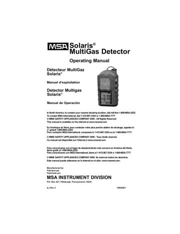 Solaris MultiGas Detector Operating Manual | Manualzz