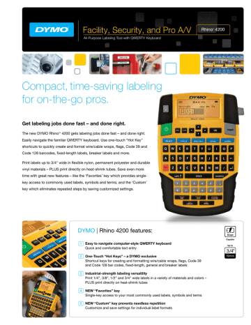 Dymo 1801611 Label Maker Specification Sheet | Manualzz