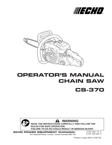 ECHO Chainsaw CS-370 Operator's Manual | Manualzz