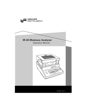 Denver Instrument IR-30 Moisture Analyzer Operation Manual | Manualzz