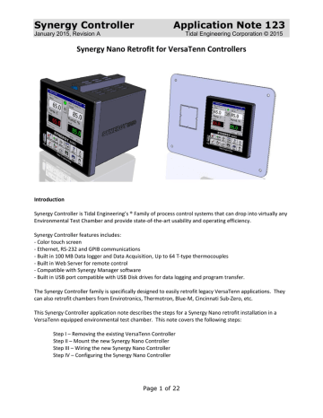 Synergy Nano Retrofit for VersaTenn Controllers Application Note | Manualzz
