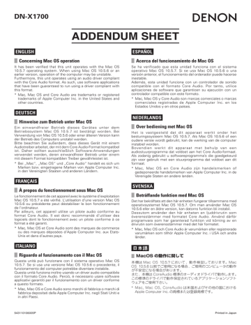 DN-X1700 Addendum Sheet | Manualzz