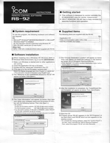 ICOM RS-92 Remote Control Software Instructions | Manualzz