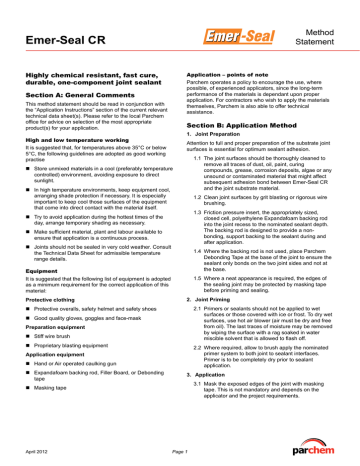 Emer-Seal CR Method Statement | Manualzz