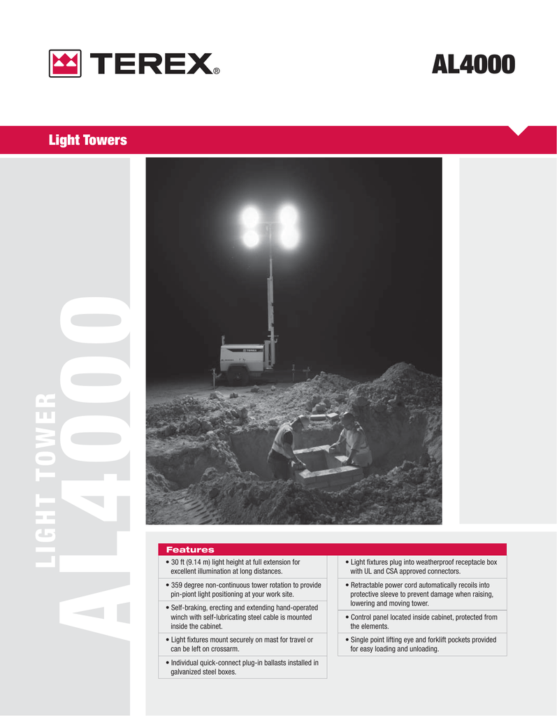 Terex Light Towers Specs | Shelly Lighting