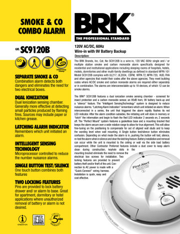 First Alert SC9120B AC/DC Smoke & Carbon Monoxide Combo Alarm ...
