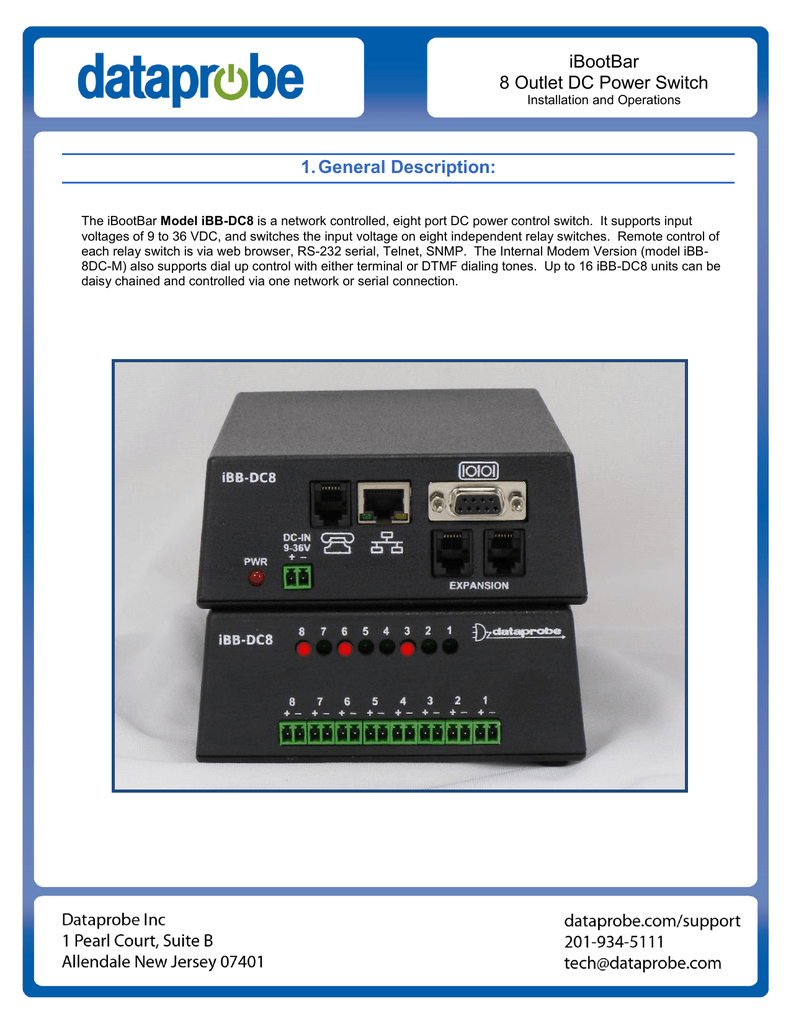 Dataprobe iBB-DC8 Instructions | Manualzz