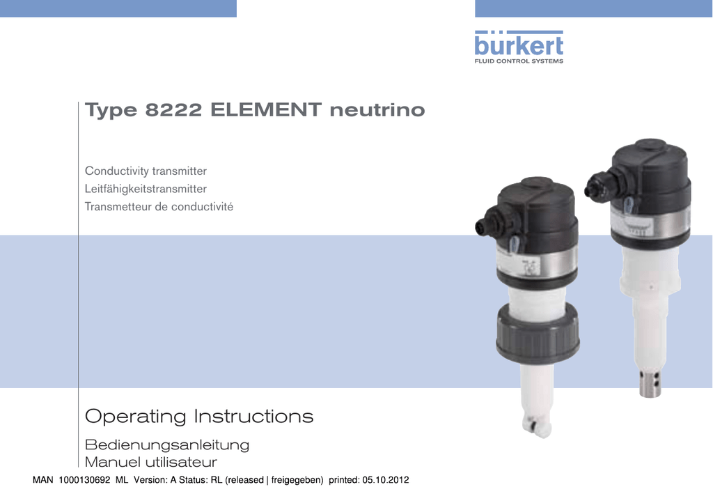 Burkert 8222 ELEMENT NEUTRINO Operating Instructions Manual | Manualzz