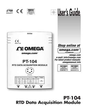 Omega PT-104 Owner Manual | Manualzz