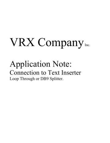 Text Inserter Application Note: Loop-Through or DB9 Splitter | Manualzz