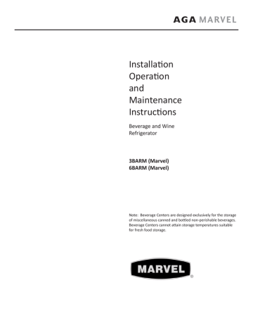 AGA marvel 6BARM Installation, Operation And Maintenance Instructions ...