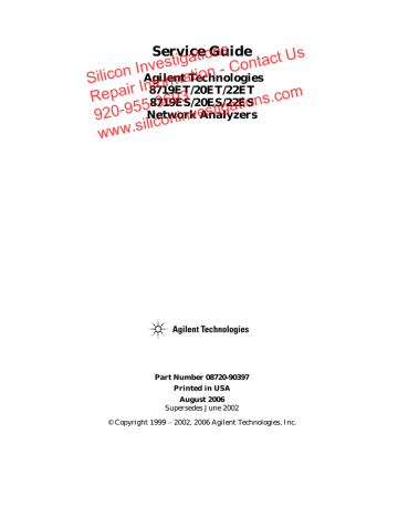 Agilent Technologies 8719ES Service manual | Manualzz